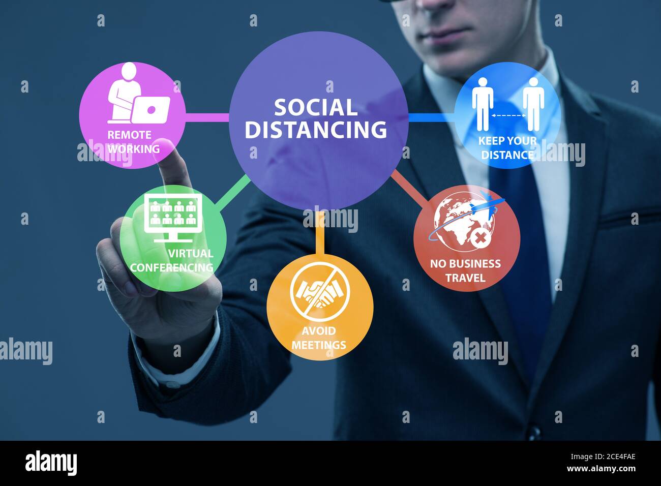 Concept of the office social distancing during covid-19 pandemic Stock ...