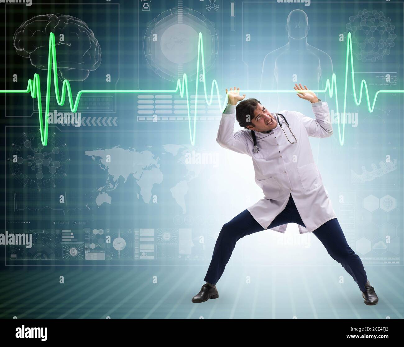 The doctor cardiologist supporting cardiogram heart line Stock Photo ...