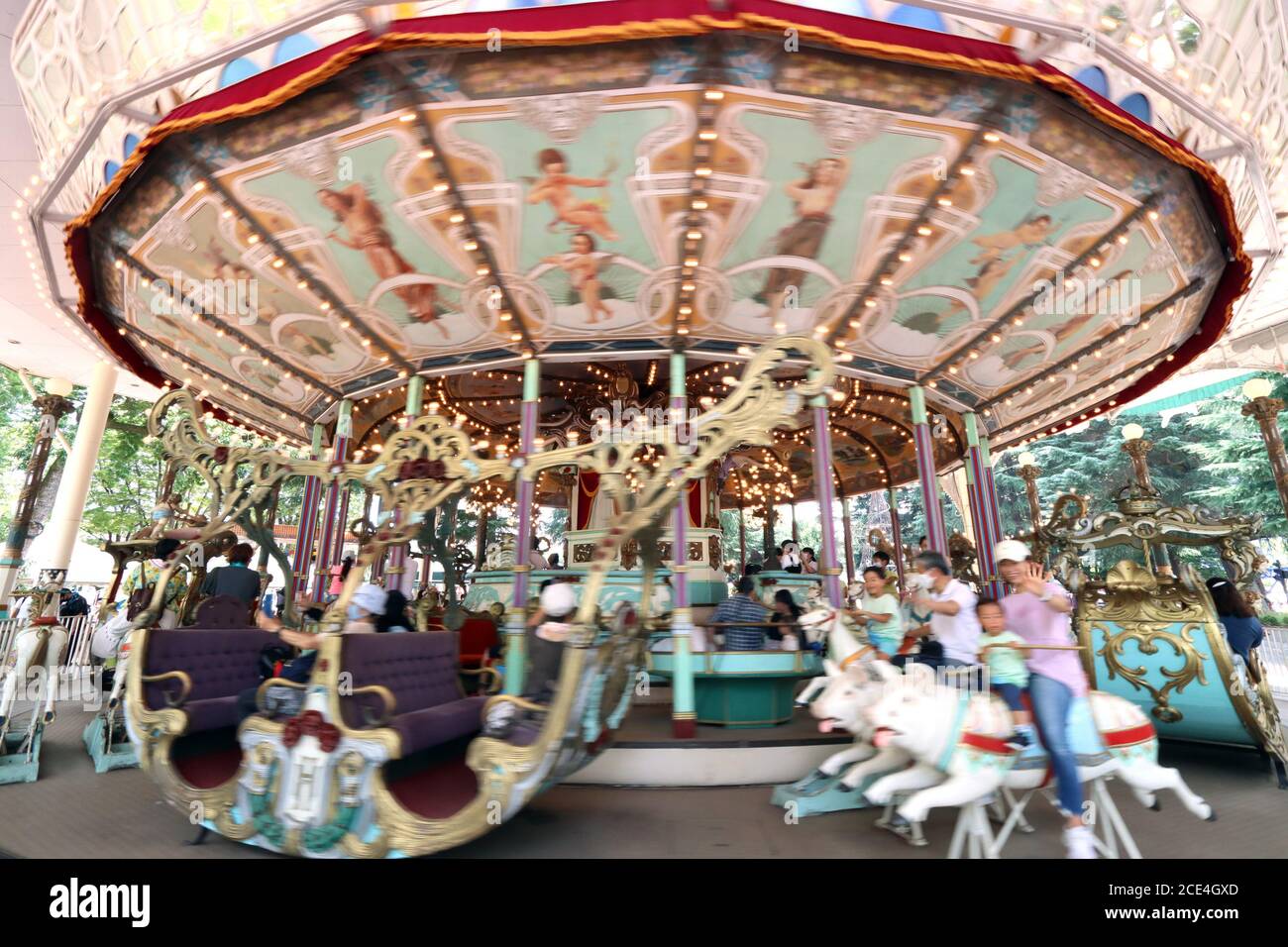 Tokyo, Japan. 30th Aug, 2020. People enjoy to ride the world's oldest ...
