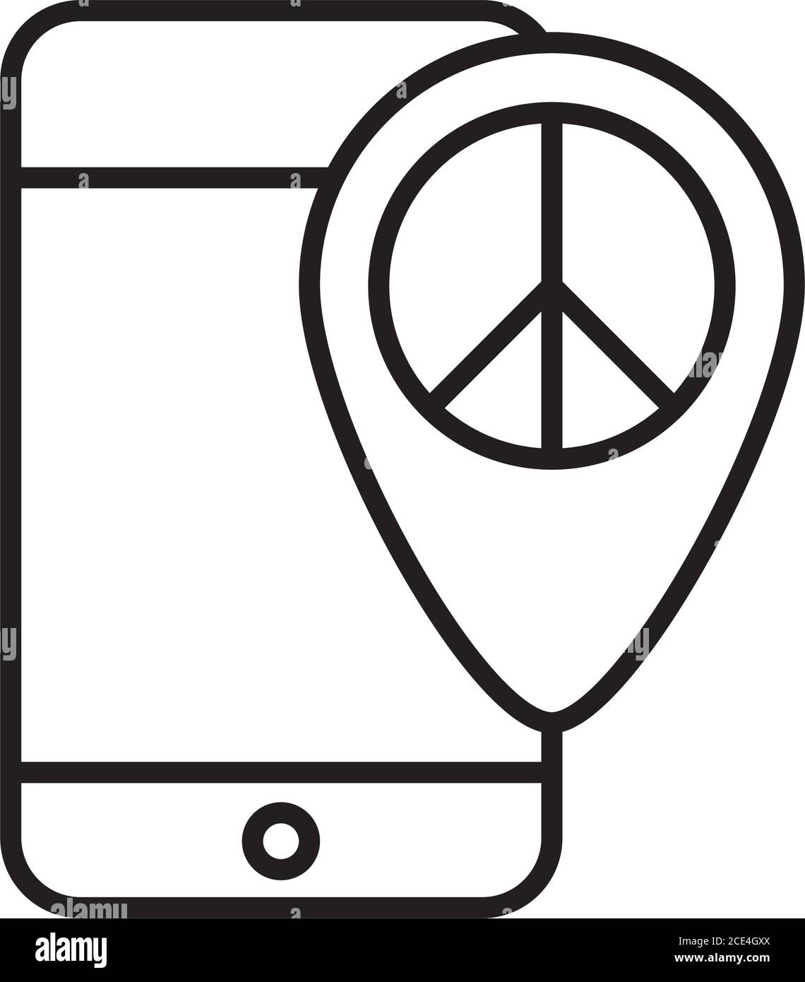 smartphone peace location pin app, human rights day, line icon design ...