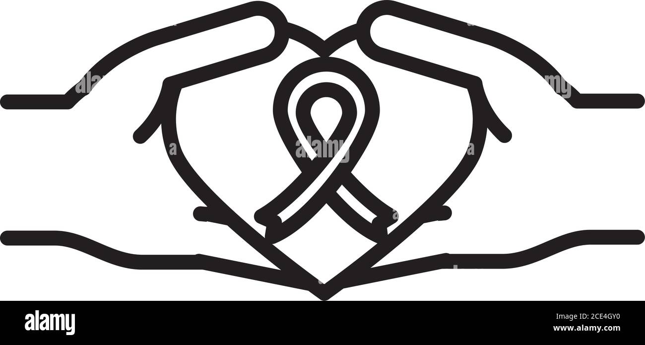 hands with heart and ribbon, human rights day, line icon design vector ...