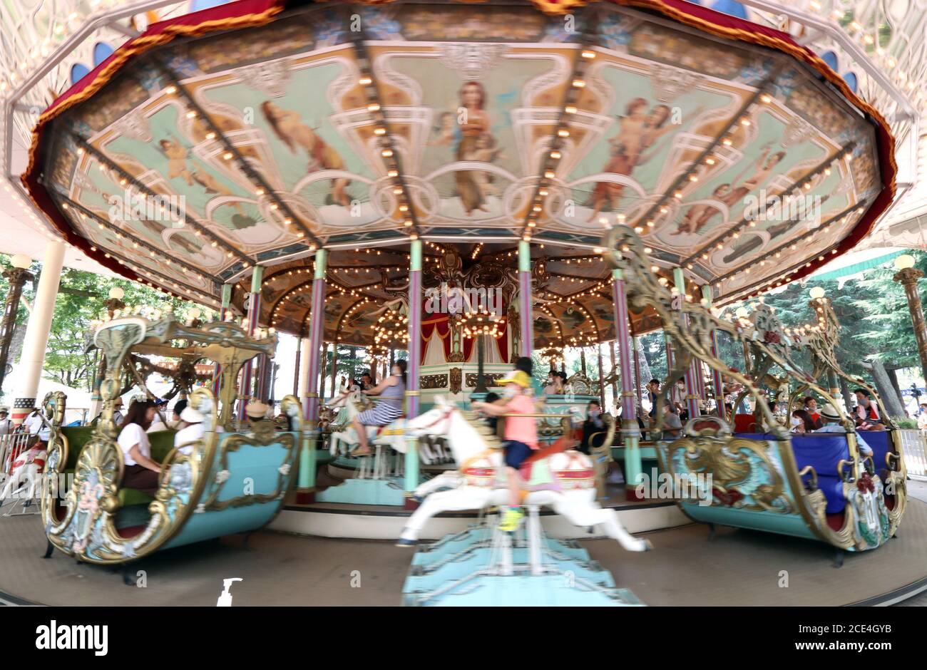 Tokyo, Japan. 30th Aug, 2020. People enjoy to ride the world's oldest ...