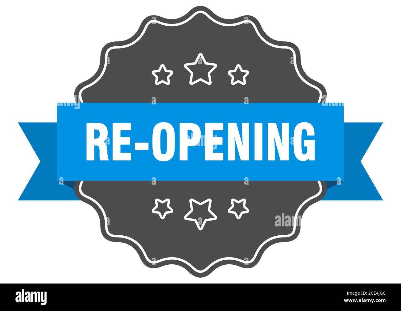 re-opening label. re-opening isolated seal. Retro sticker sign Stock ...
