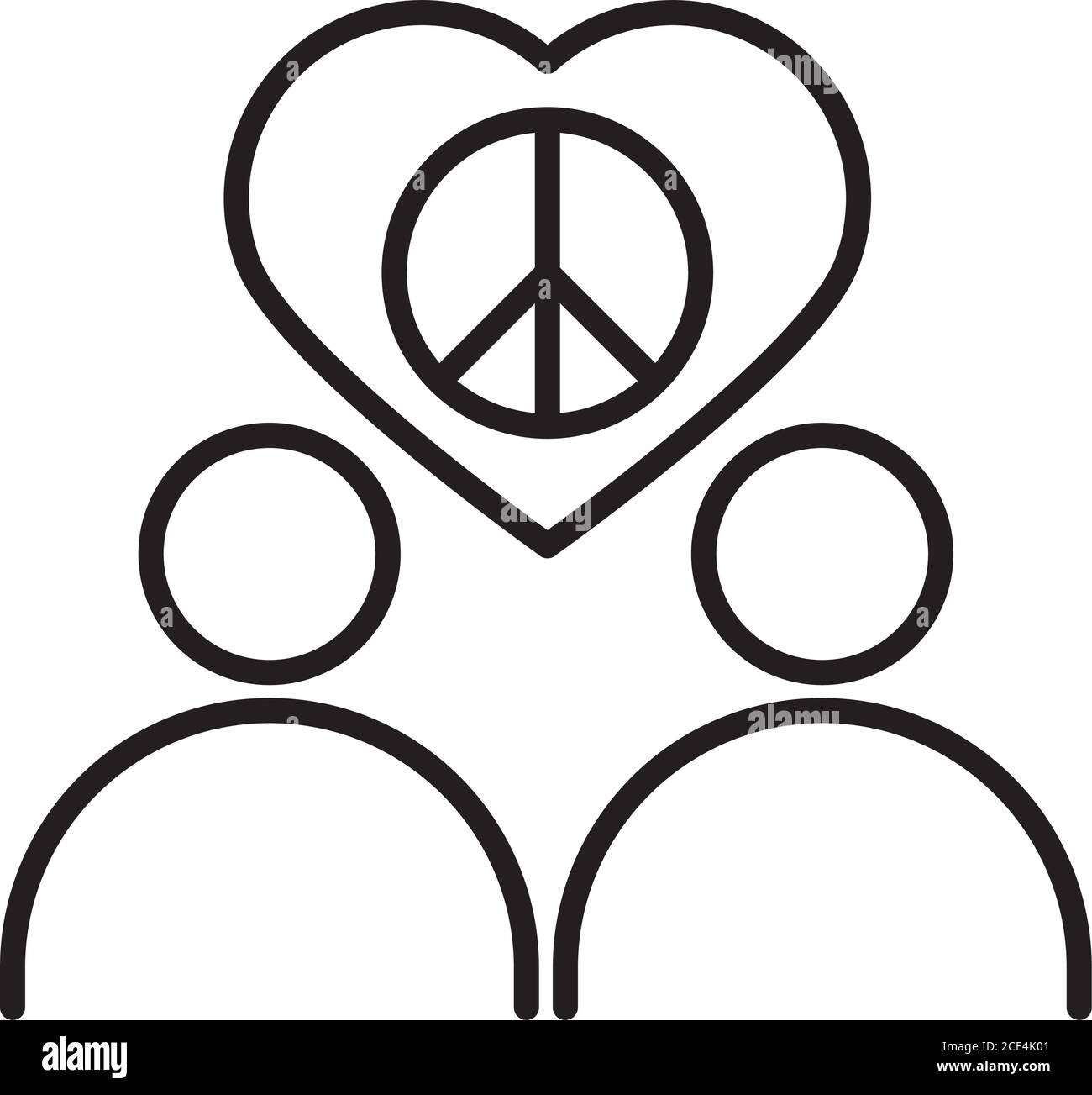 people peace love heart together, human rights day, line icon design ...