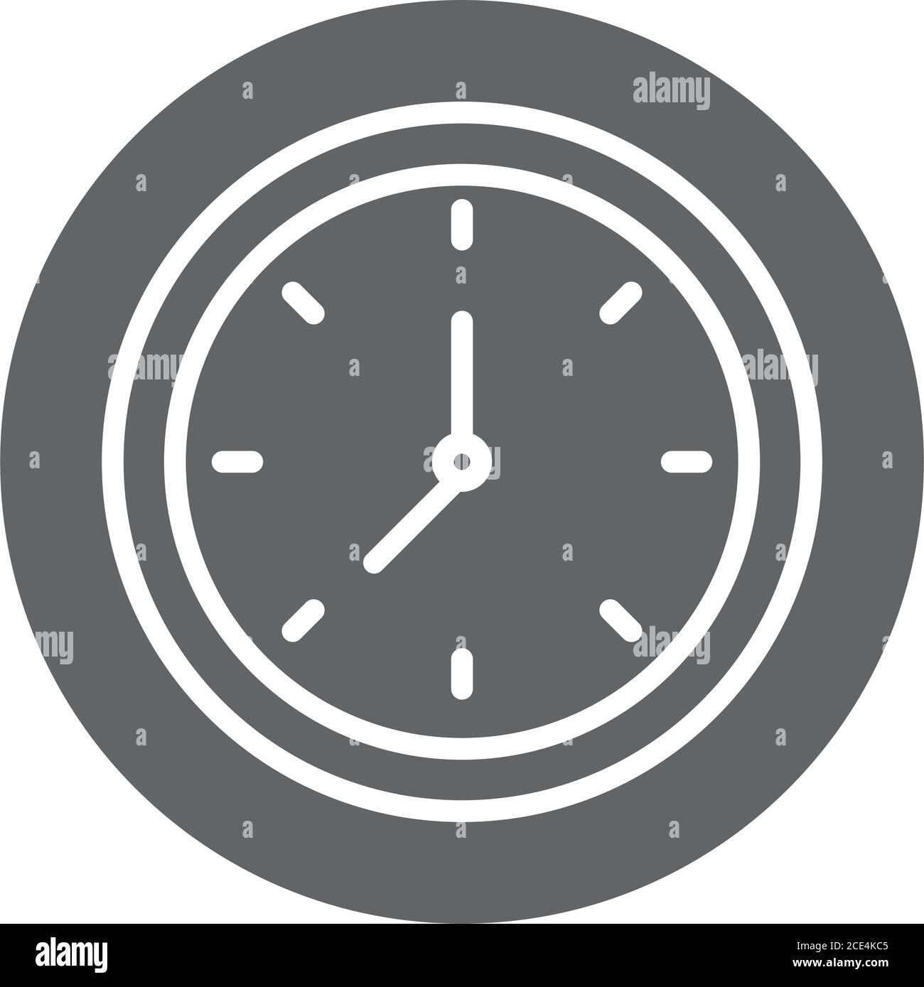 round clock time hour, block and line icon vector illustration Stock ...