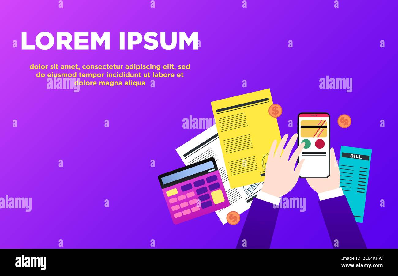 Online payment Vector illustration with sample text Stock Vector Image ...