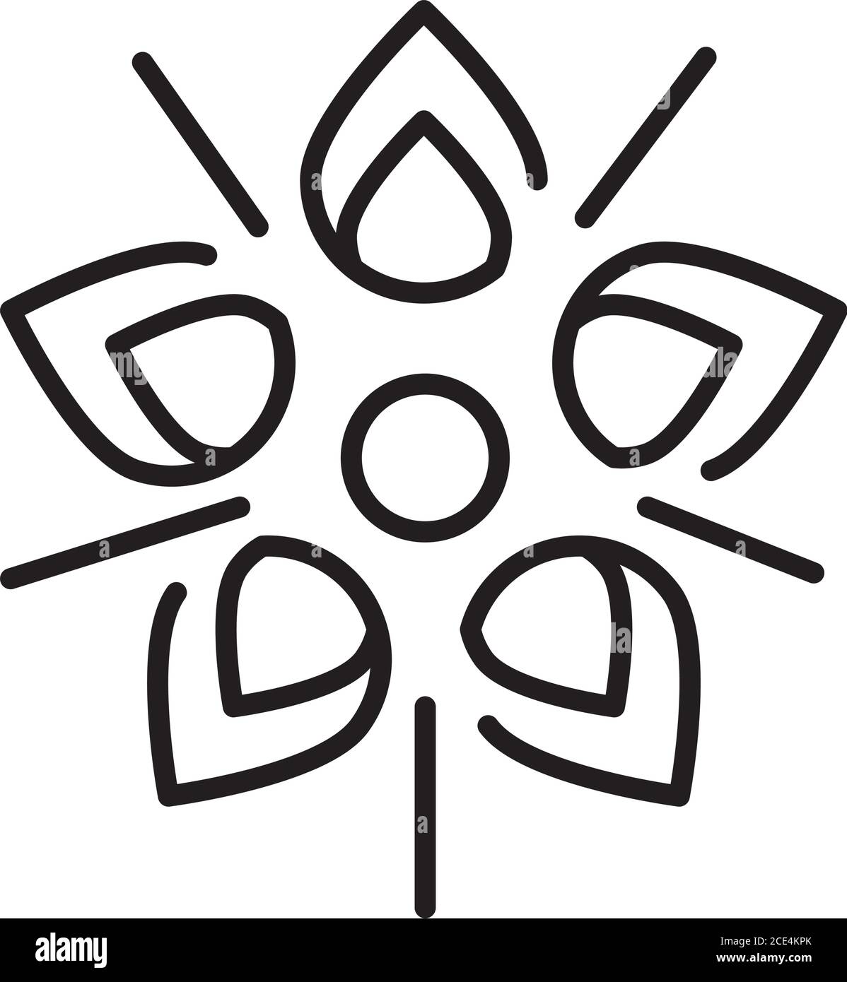 linear flower petals flourish decoration line style icon vector ...