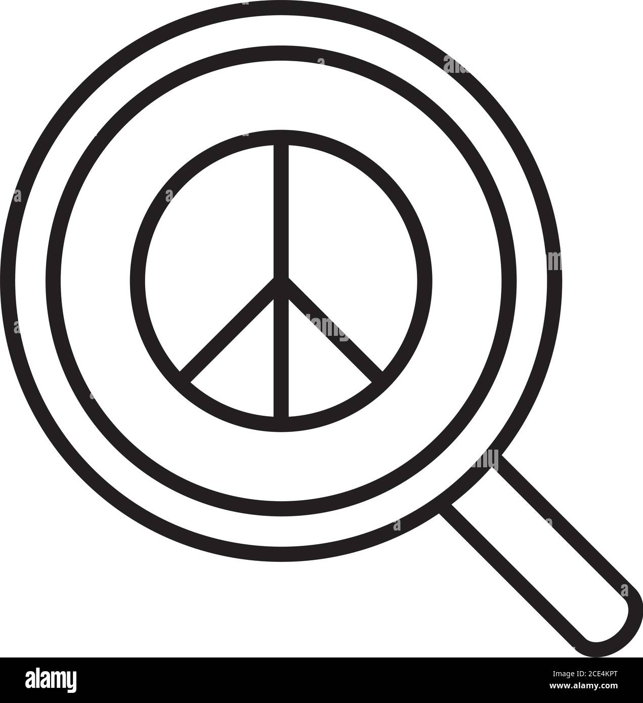 magnifier peace sign, human rights day, line icon design vector ...