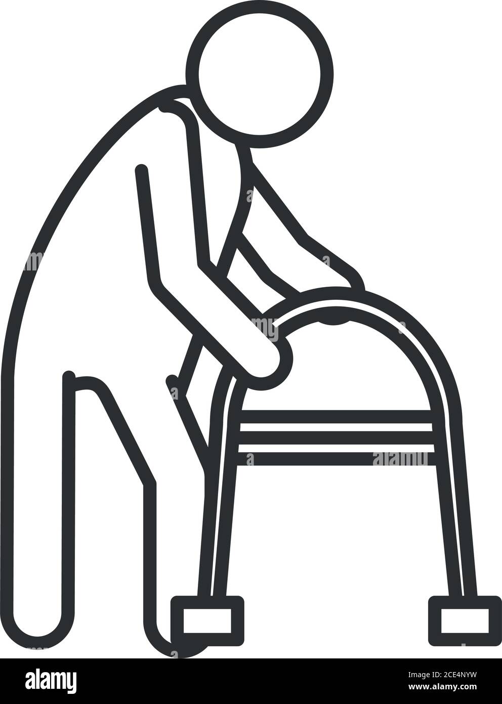 disabled person with walker, world disability day, linear icon design ...