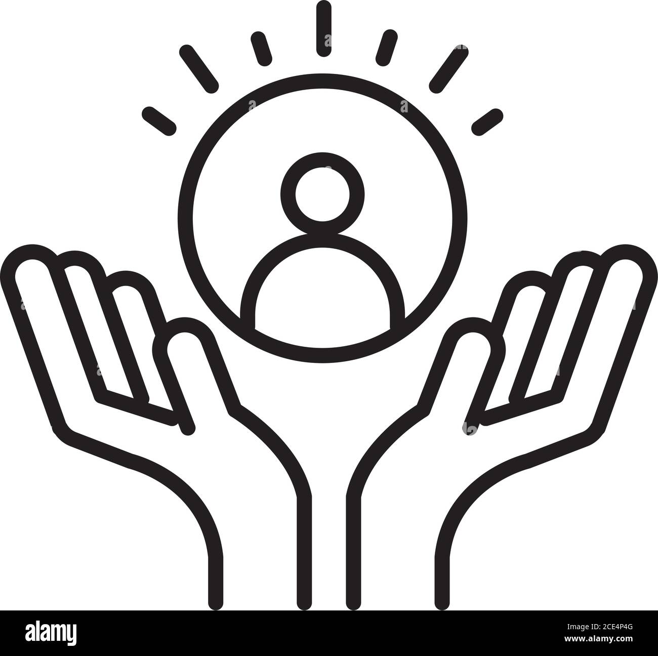 hands support people, human rights day, line icon design vector ...