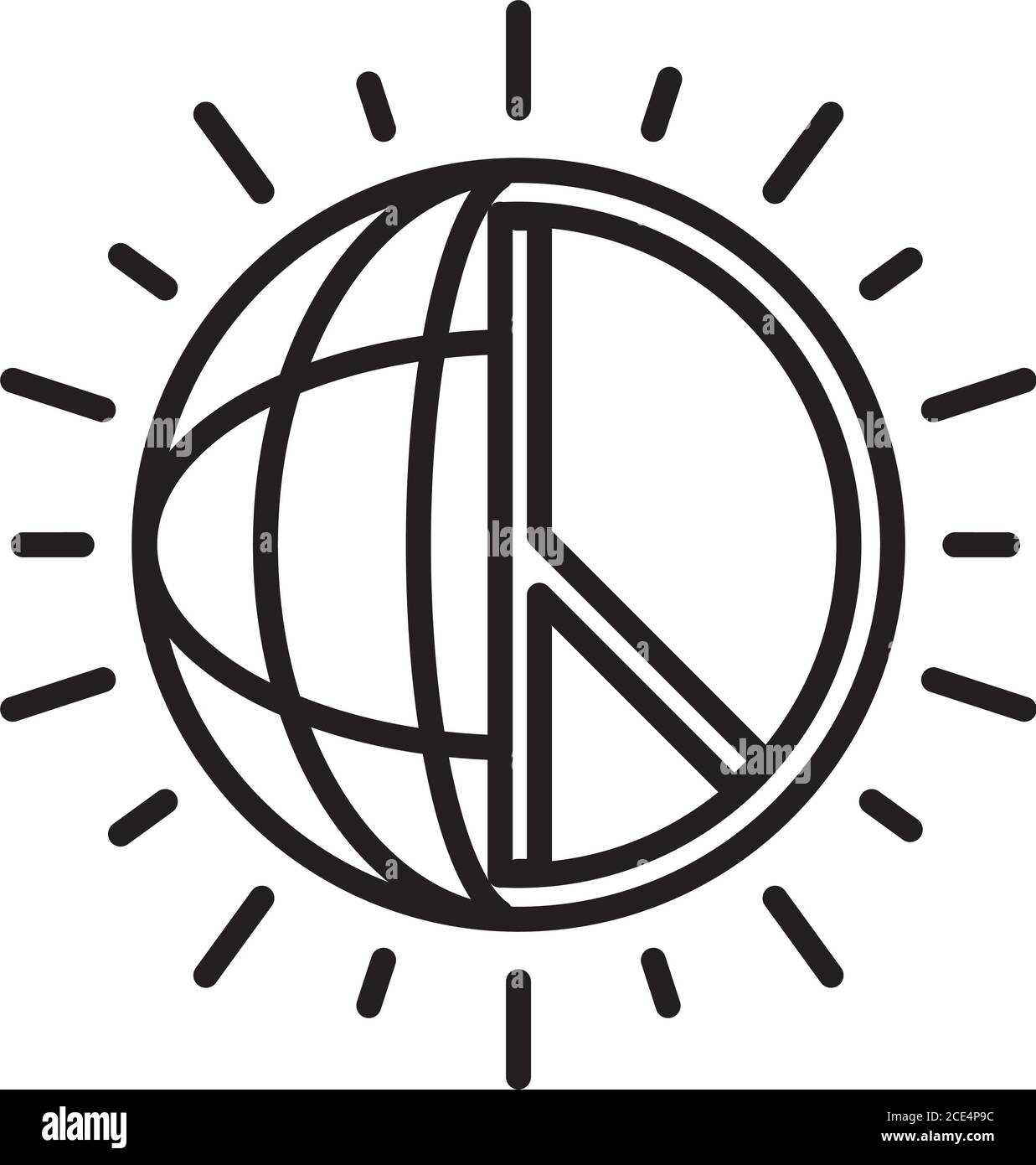 world and peace sign, human rights day, line icon design vector ...