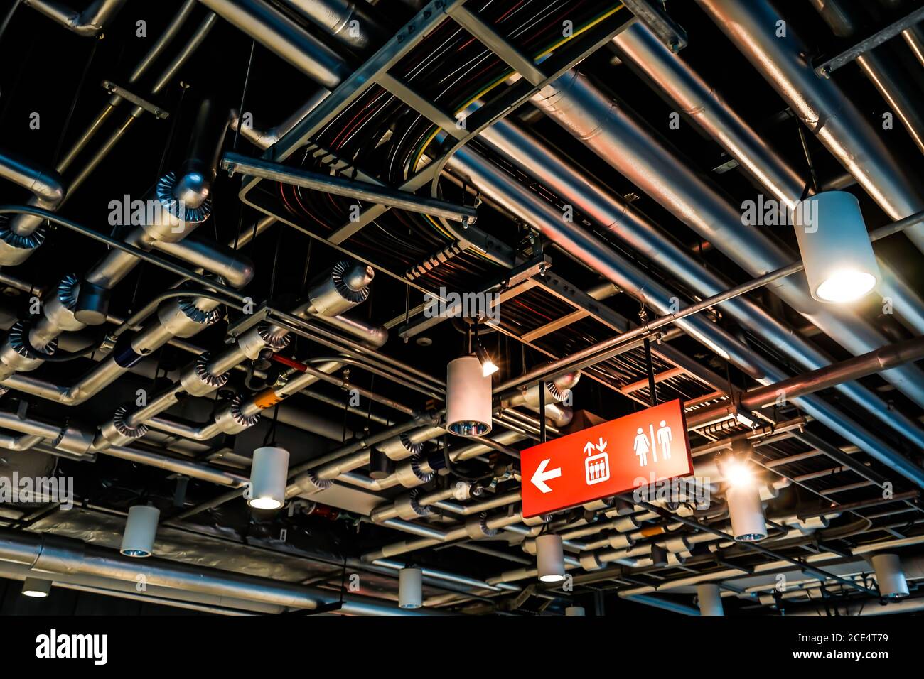 Piping and toilet of the guide Stock Photo - Alamy