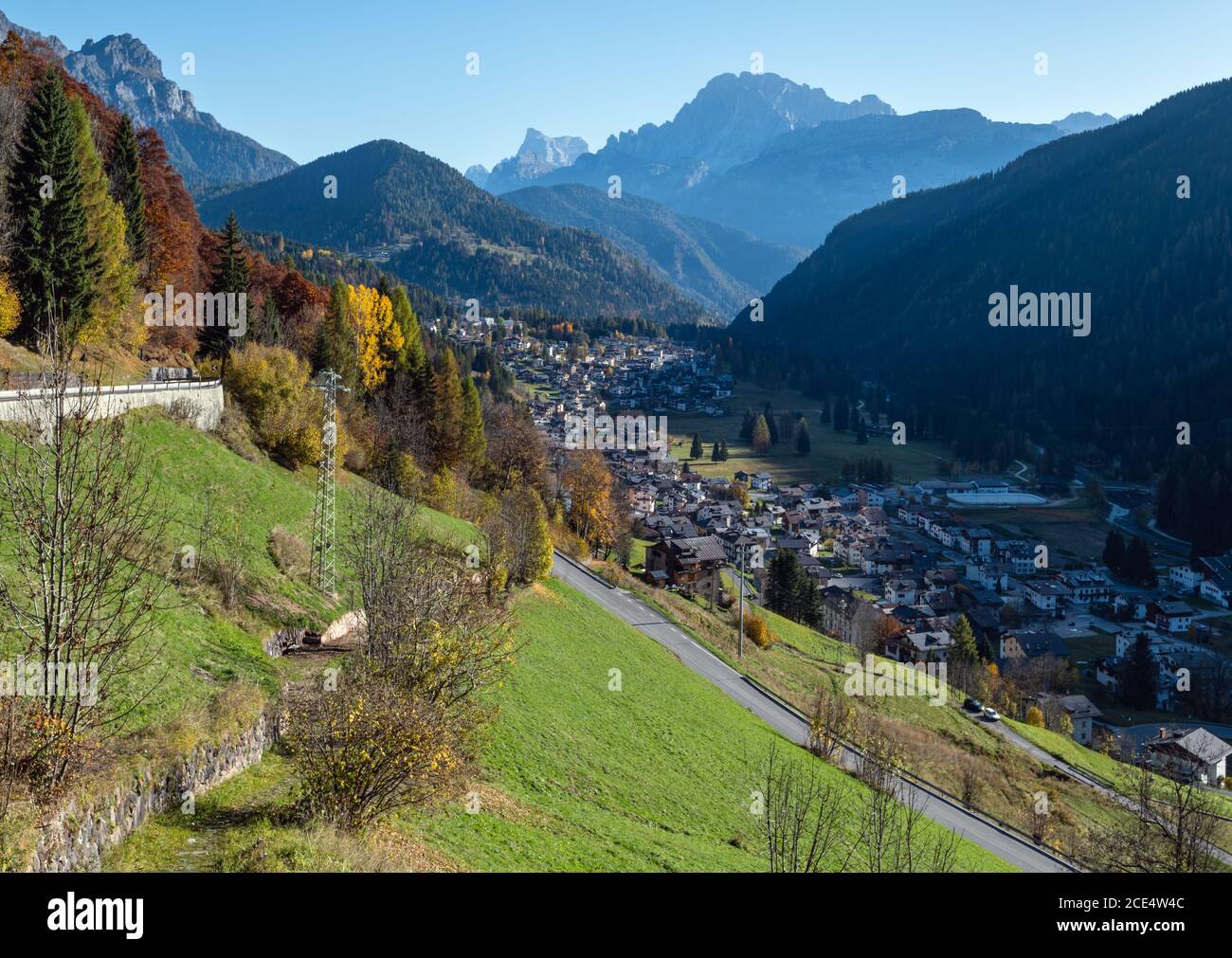 Autumn Dolomites village Falcade, Italy Stock Photo - Alamy