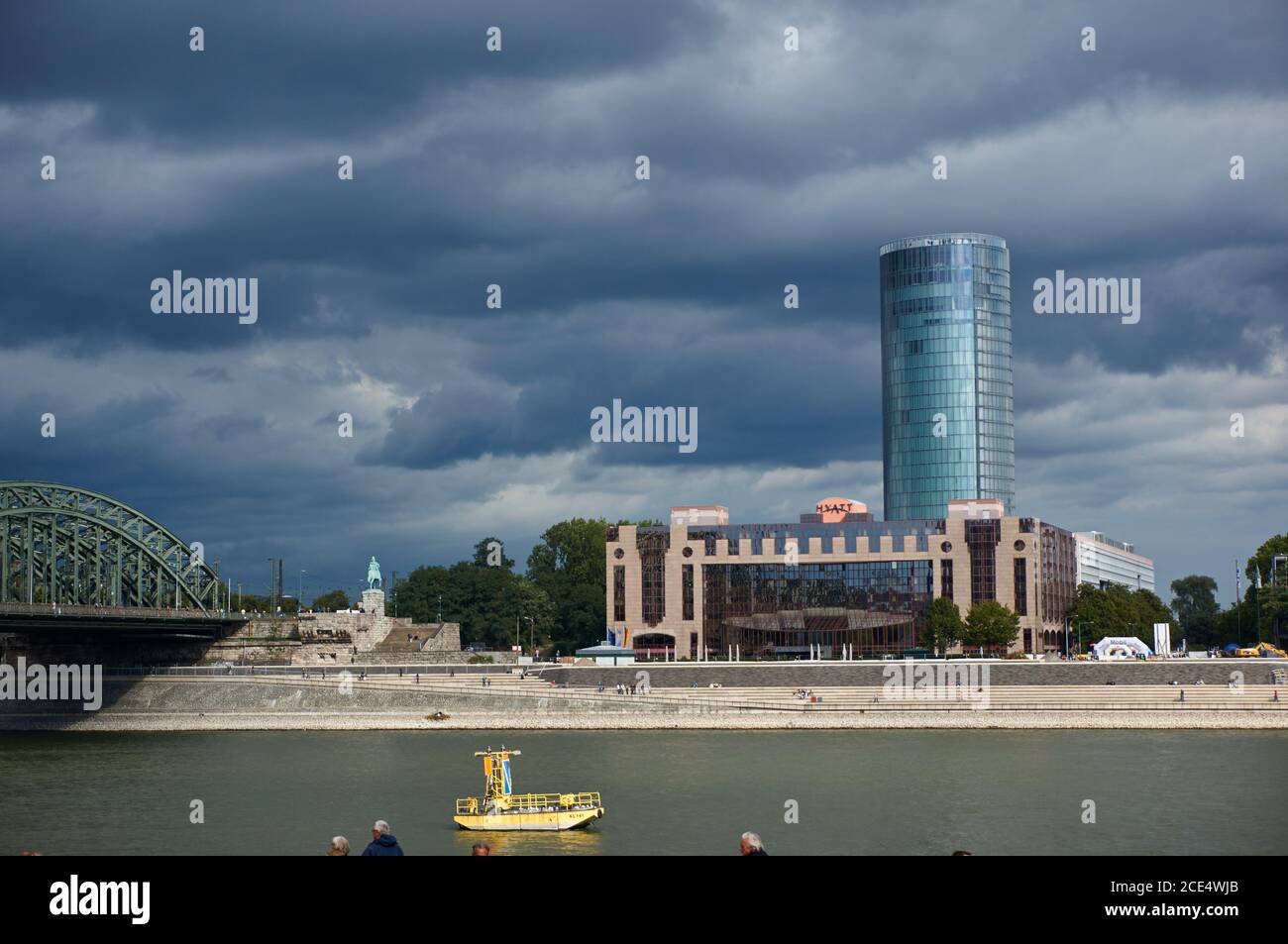 Koeln Cologne Triangle building and Hohenzollern bruecke bridge with ...