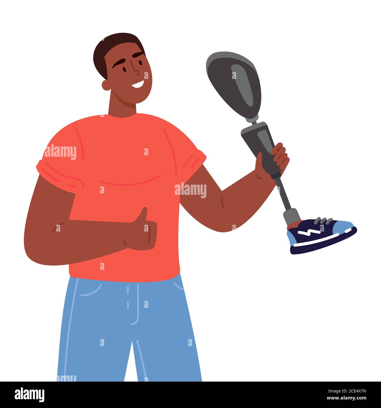 Disabled man presents a prosthesis Stock Vector Image & Art - Alamy