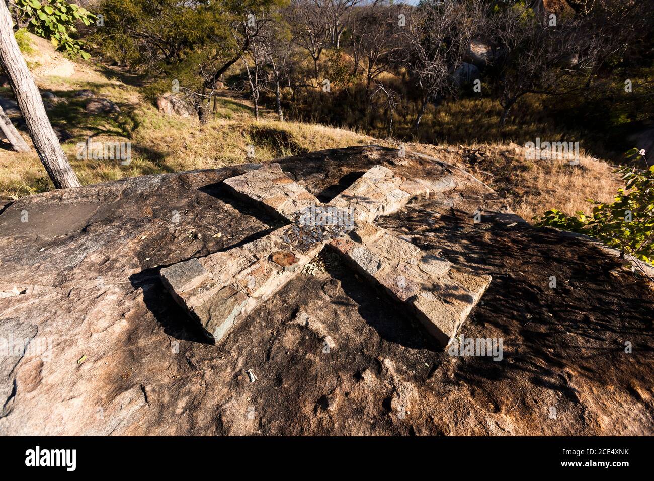 Khami Ruins, stone carved cross, ancient capital of the Torwa dynasty ...