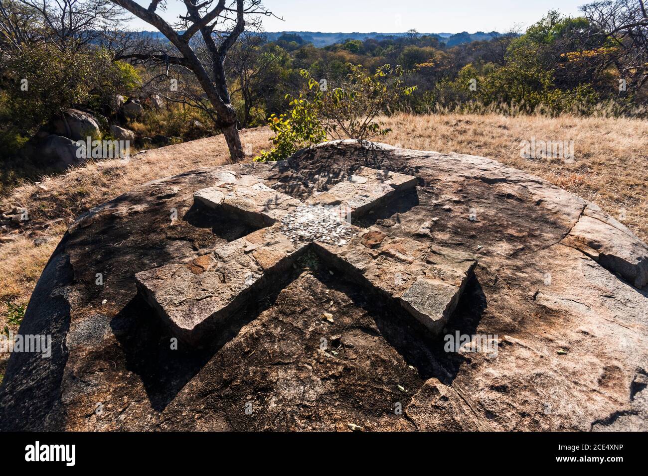 Khami Ruins, stone carved cross, ancient capital of the Torwa dynasty ...