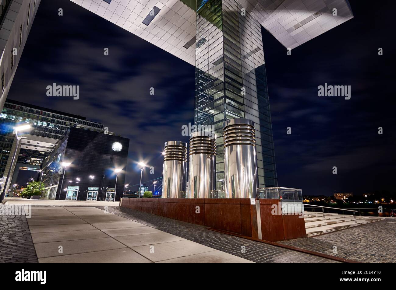 Rheinauhafen modern futuristic buildings in Cologne at night Stock ...