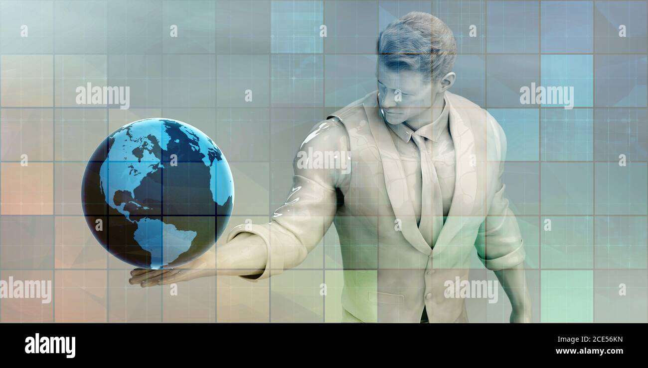 Global Business Management with Professional Holding Globe Stock Photo ...