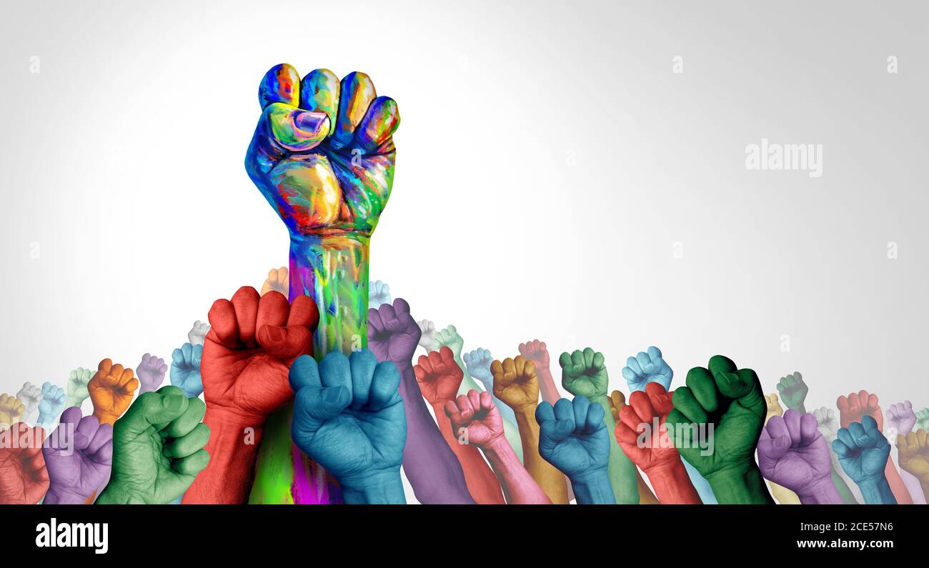 Social justice society as a crowd of protesters and angry protest group ...