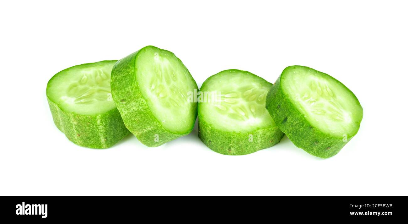 Fresh cucumber slice isolated on white background Stock Photo - Alamy