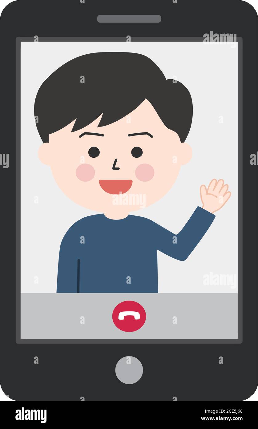 Man having video call on tablet. Vector illustration isolated on white ...
