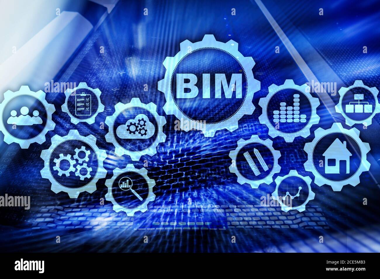 Building Information Modeling. BIM on the virtual screen with a server ...