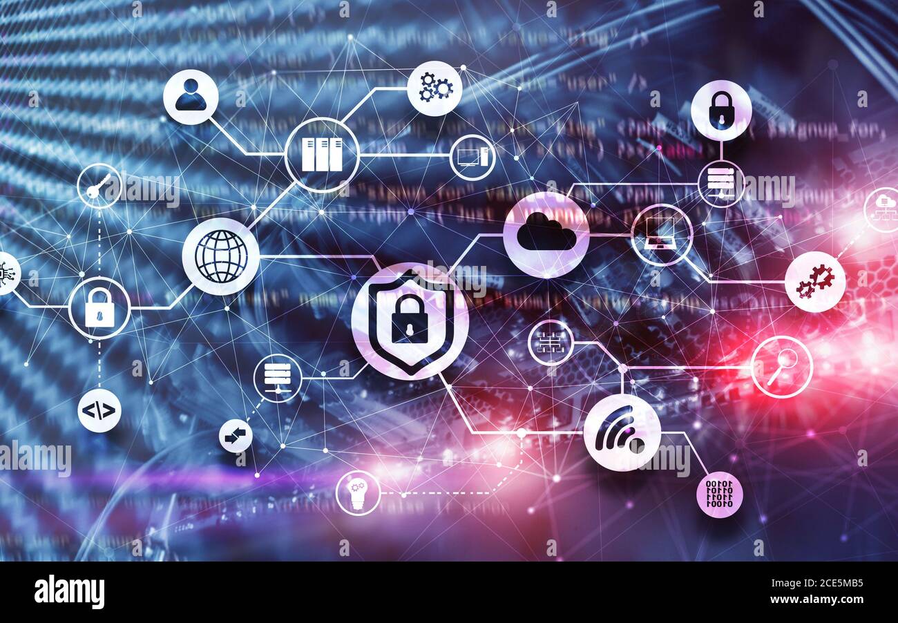 Data security concept. Icons: Closed Padlock, Wifi And cloud on digital ...