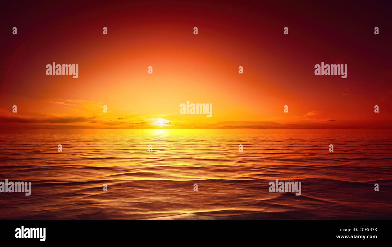 sunset sky at the ocean background Stock Photo - Alamy