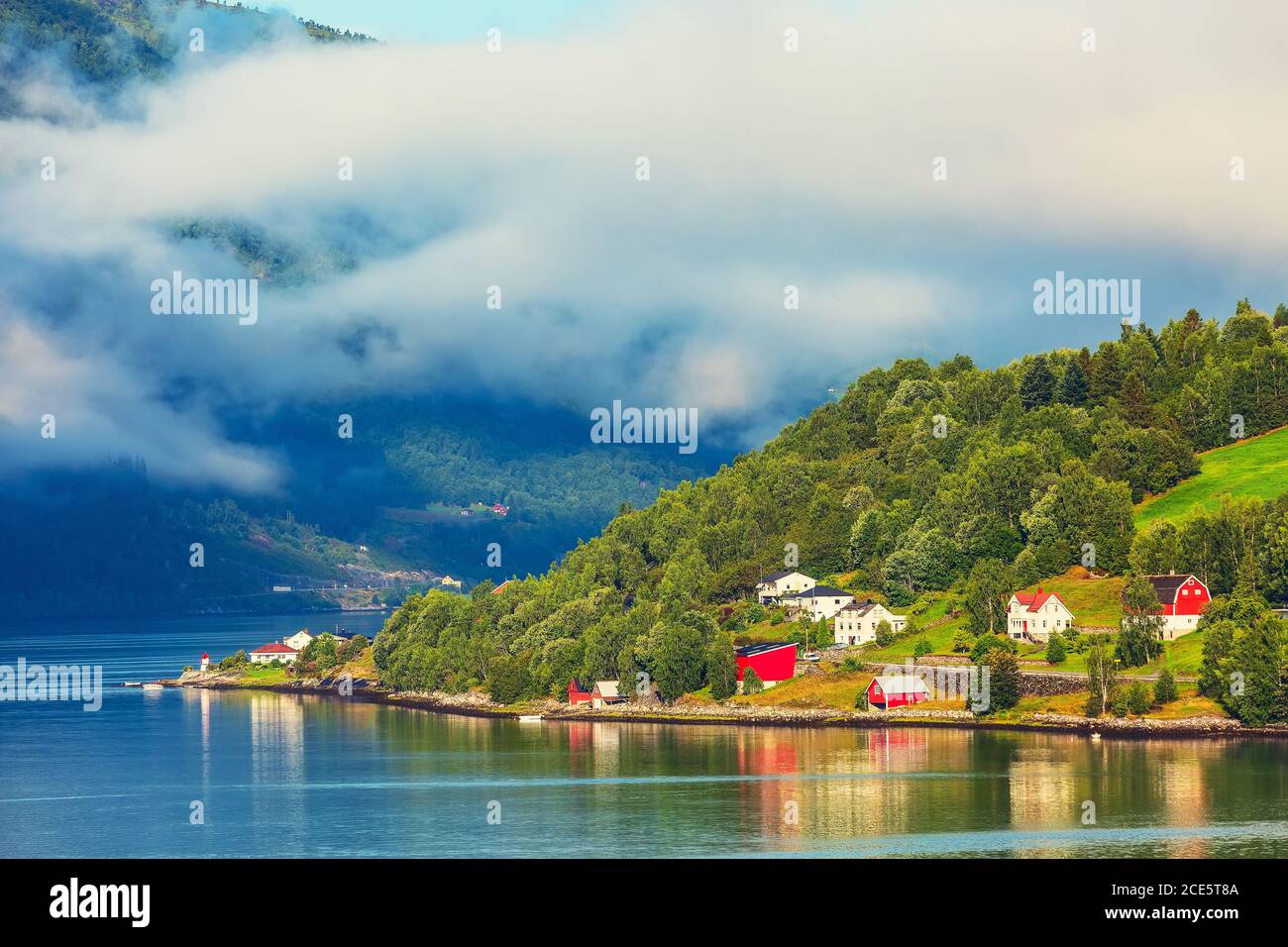 Norway fjord village landscape Stock Photo - Alamy
