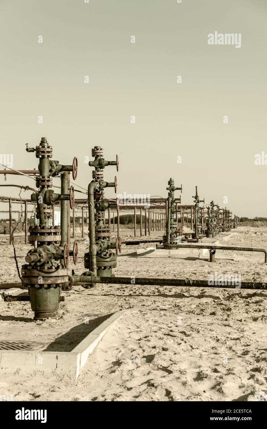 Petroleum well wellhead equipment. Hand valve with handwheel on the ...