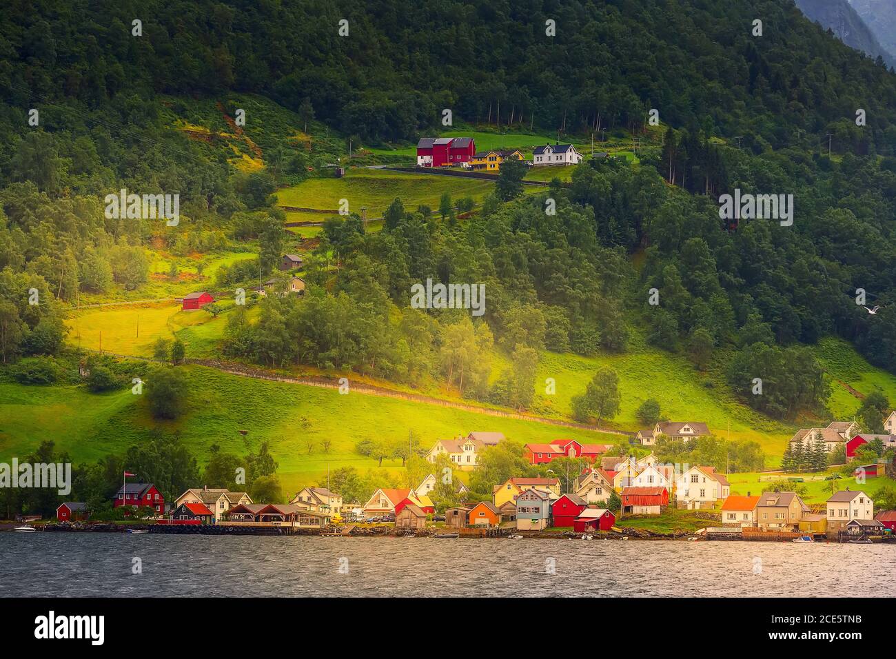 Norway village and fjord landscape Stock Photo - Alamy