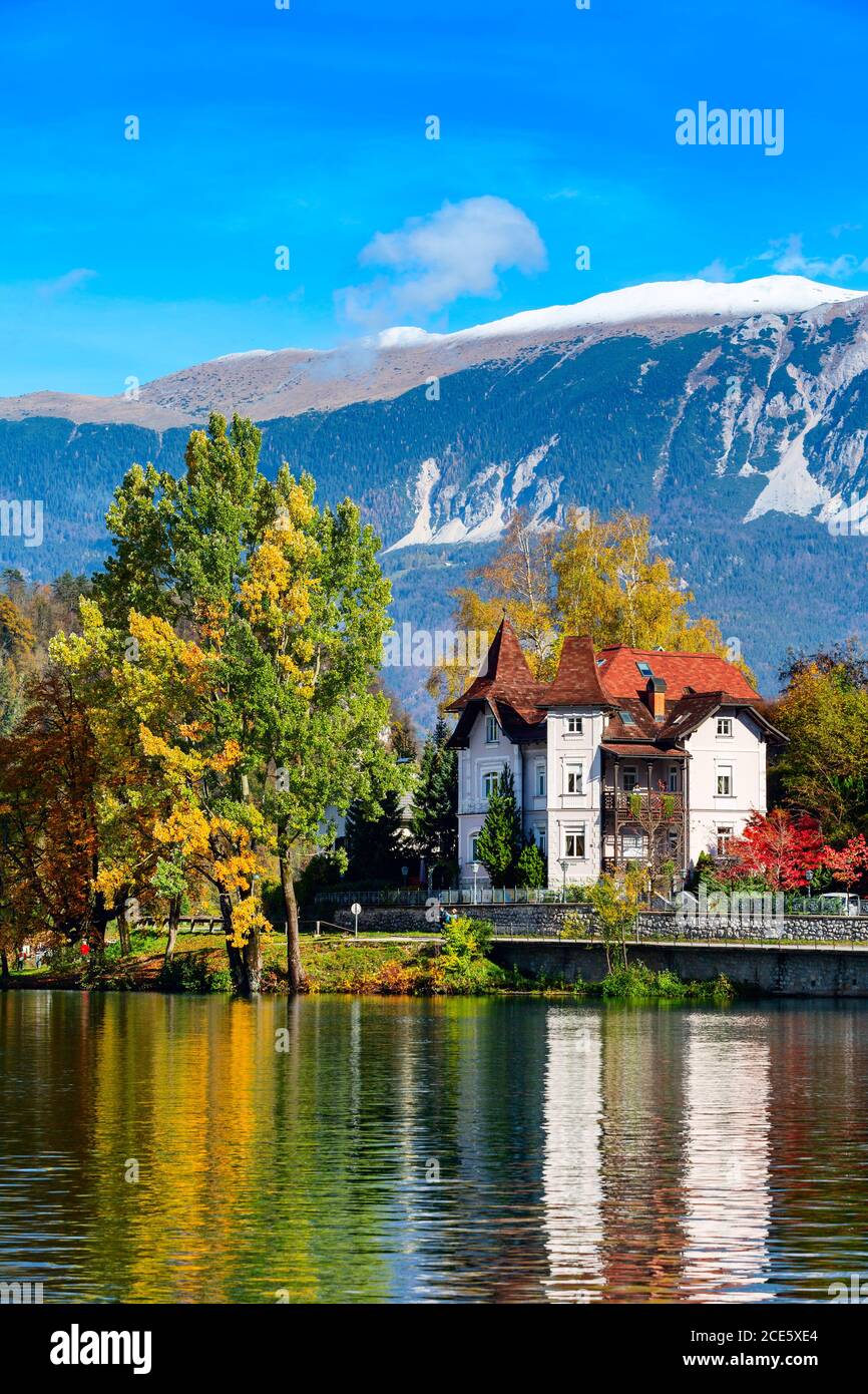 Lake Bled and castle in autumn, Slovenia Stock Photo - Alamy