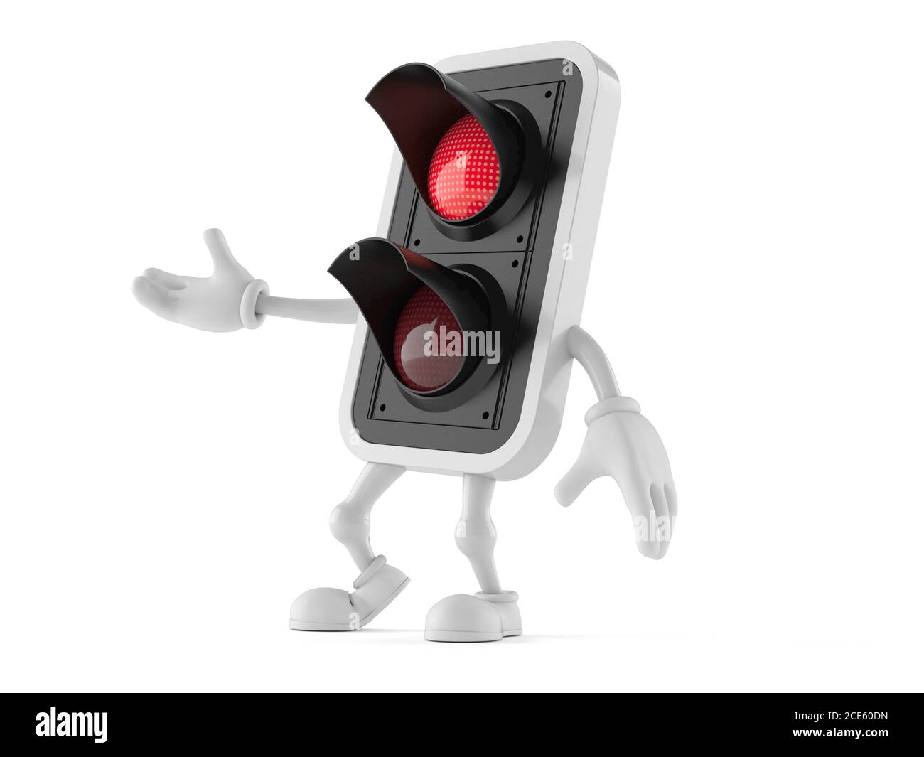 Red traffic light character isolated on white background Stock Photo ...