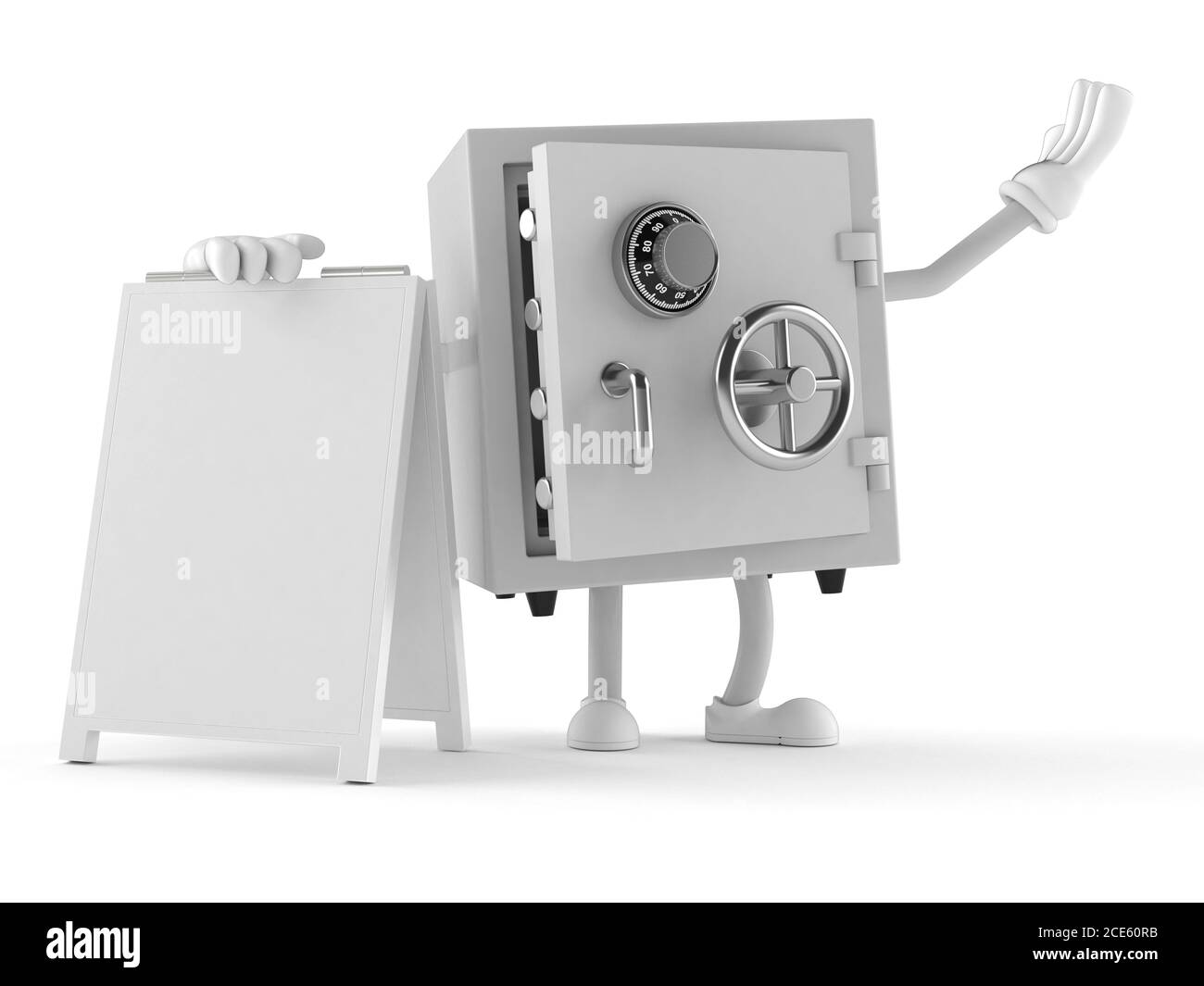 Safe character with signboard isolated on white background Stock Photo ...