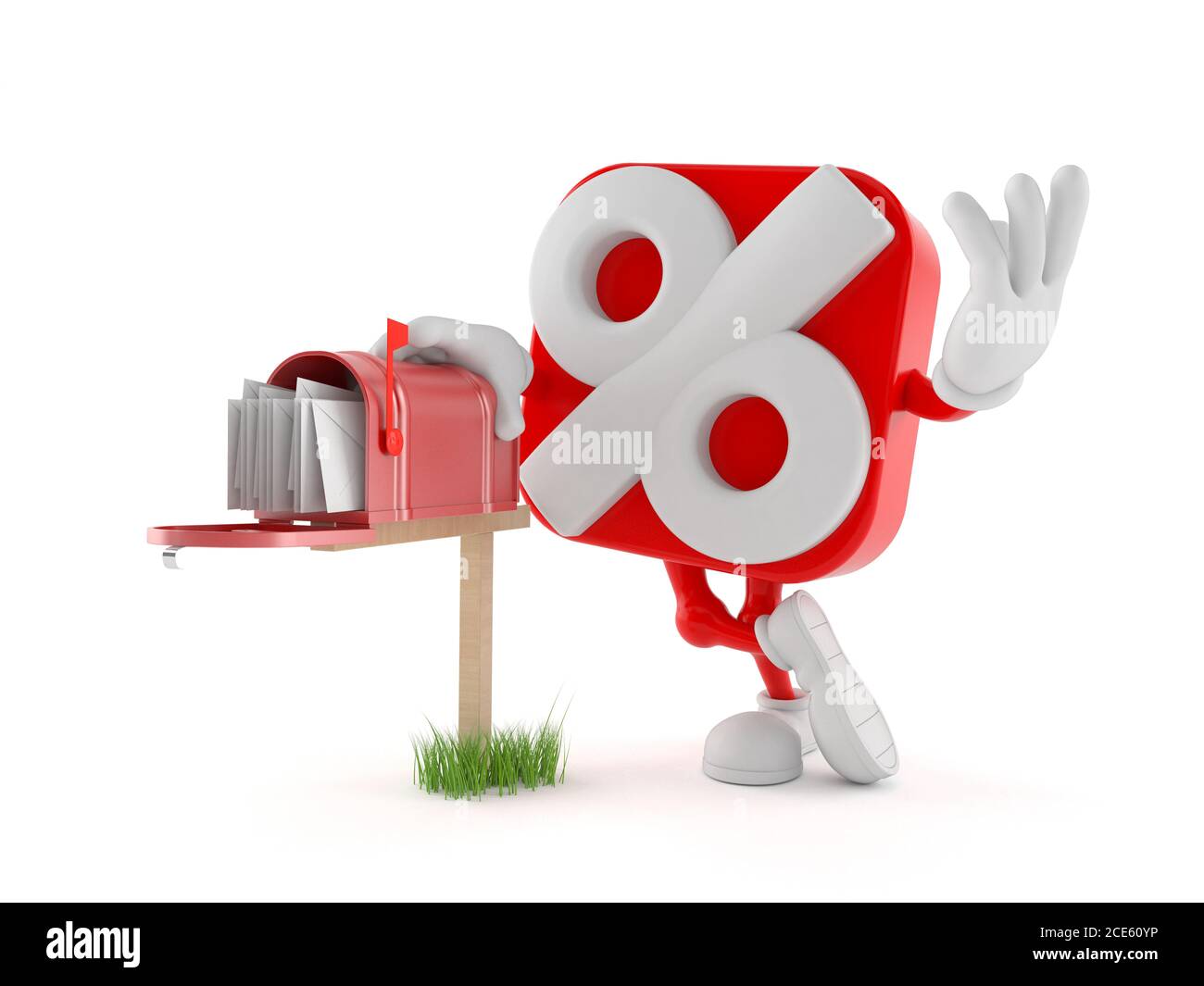 Percent character with mailbox isolated on white background Stock Photo ...