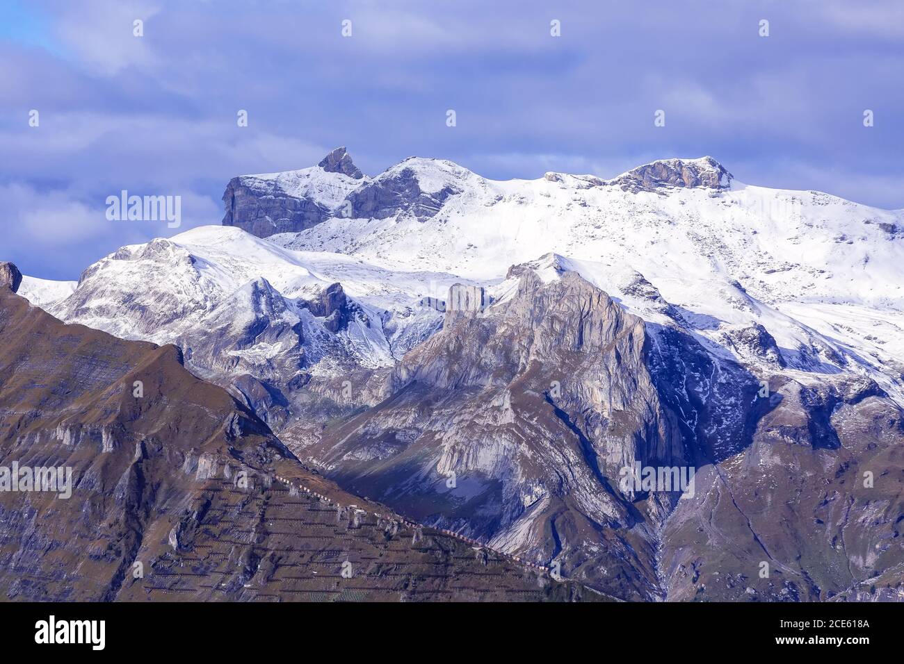 Panoramic view of Swiss Alps sunrise, Switzerland Stock Photo - Alamy
