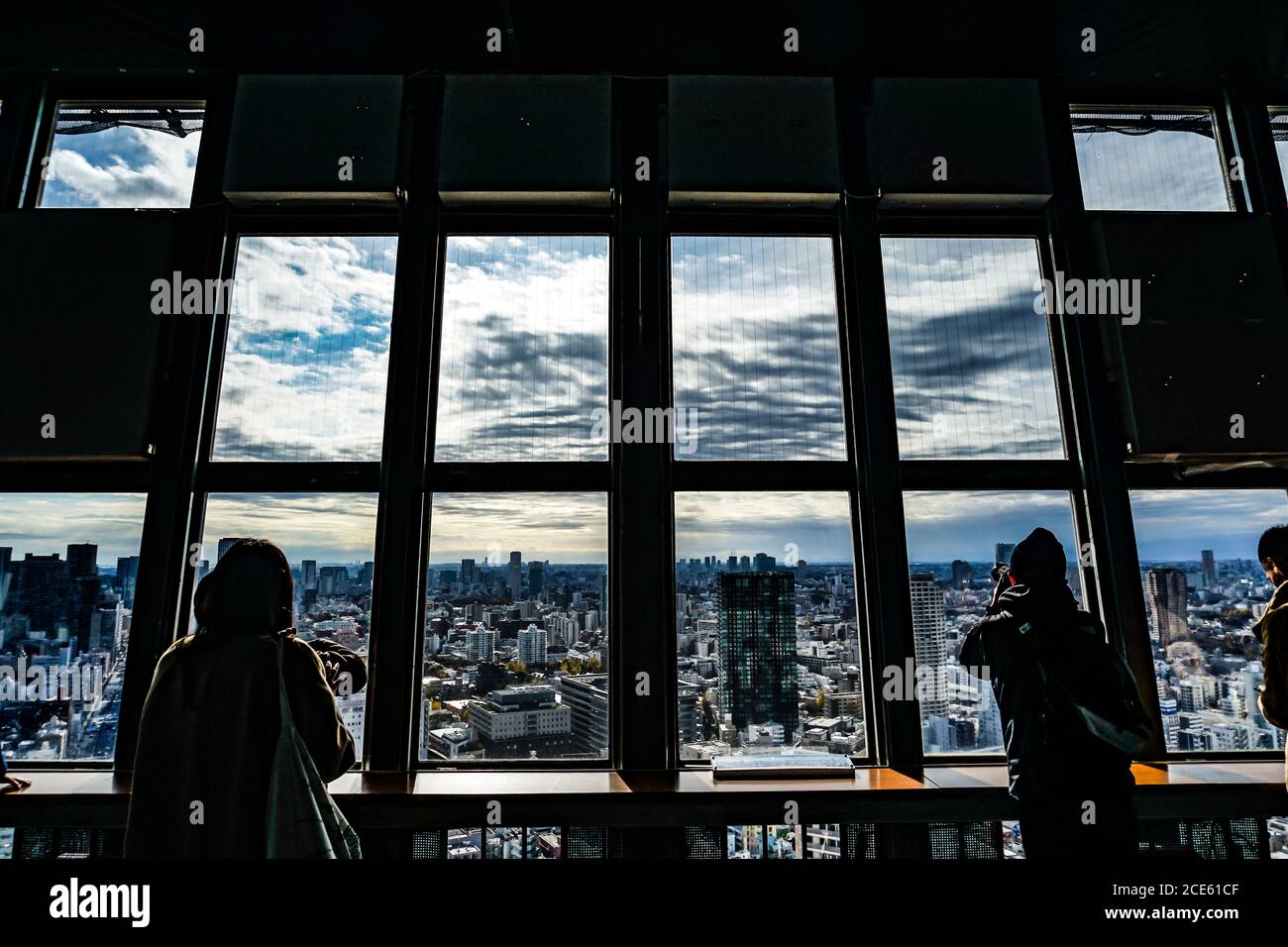 Tokyo skyline visible to the Tokyo Tower Observatory through a window ...