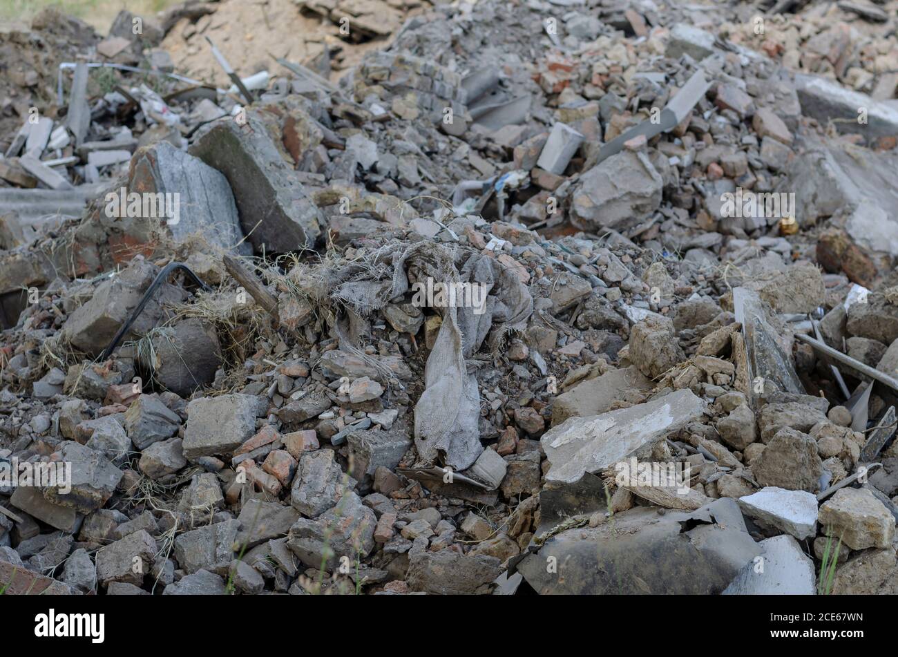 Diverse construction waste background. The wreckage of a demolished ...