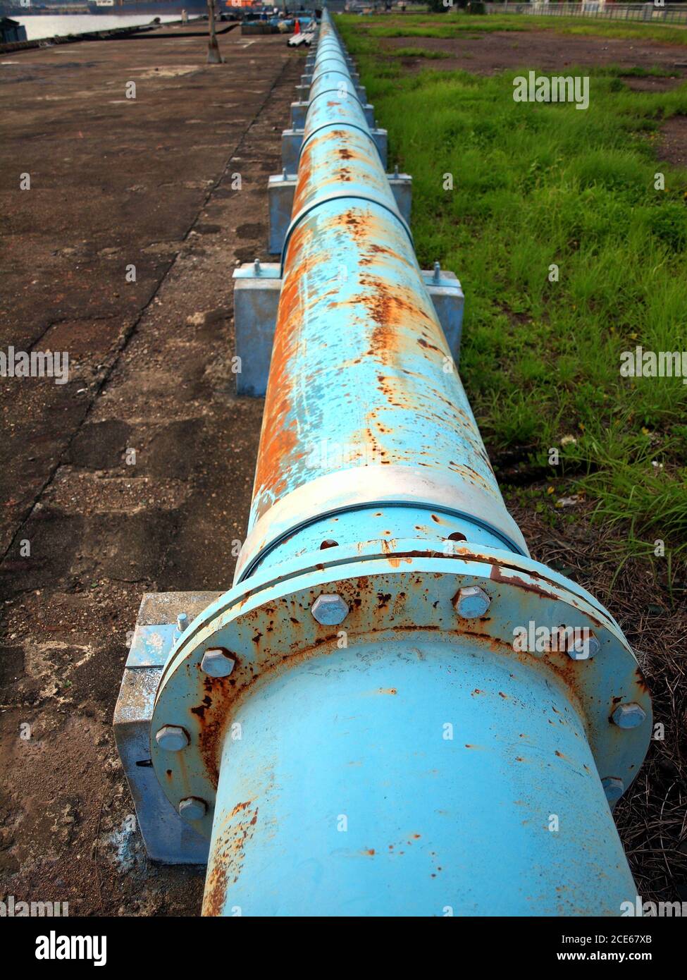 An aging pipeline with signs of corrosion stretches for into the ...