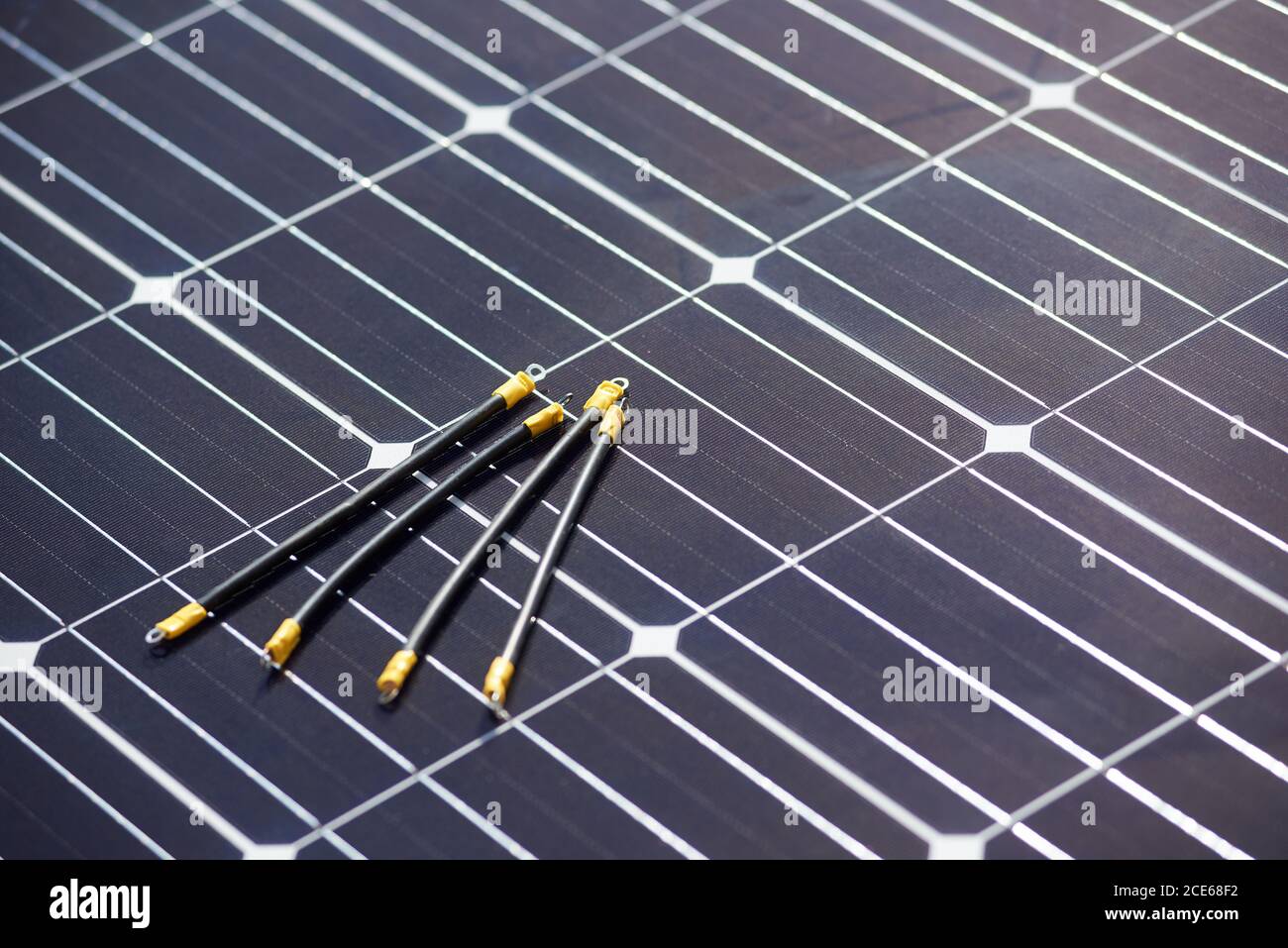 Close-up view of detail for wiring and connecting solar photovoltaic ...