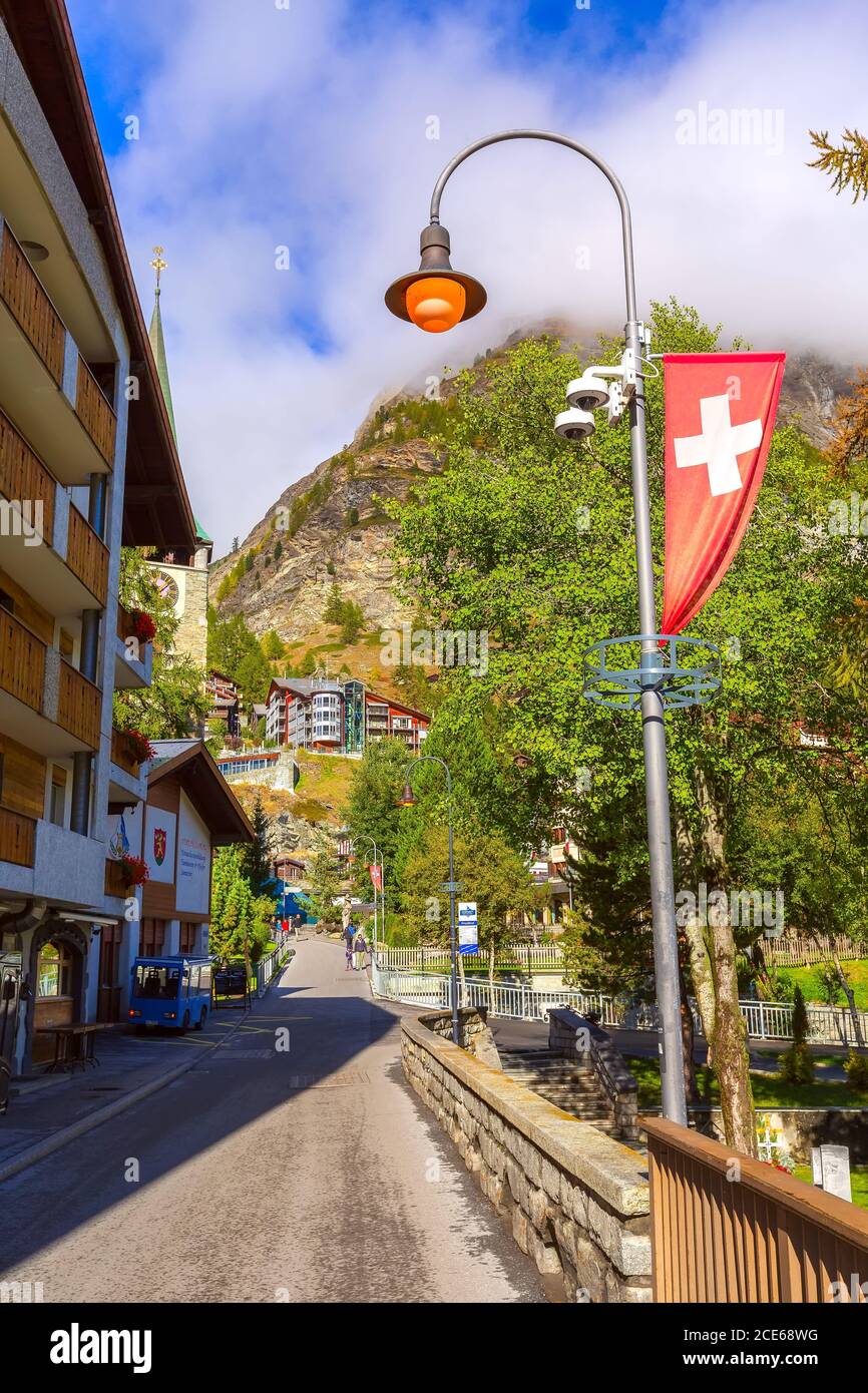Zermatt, Switzerland autumn street view Stock Photo - Alamy