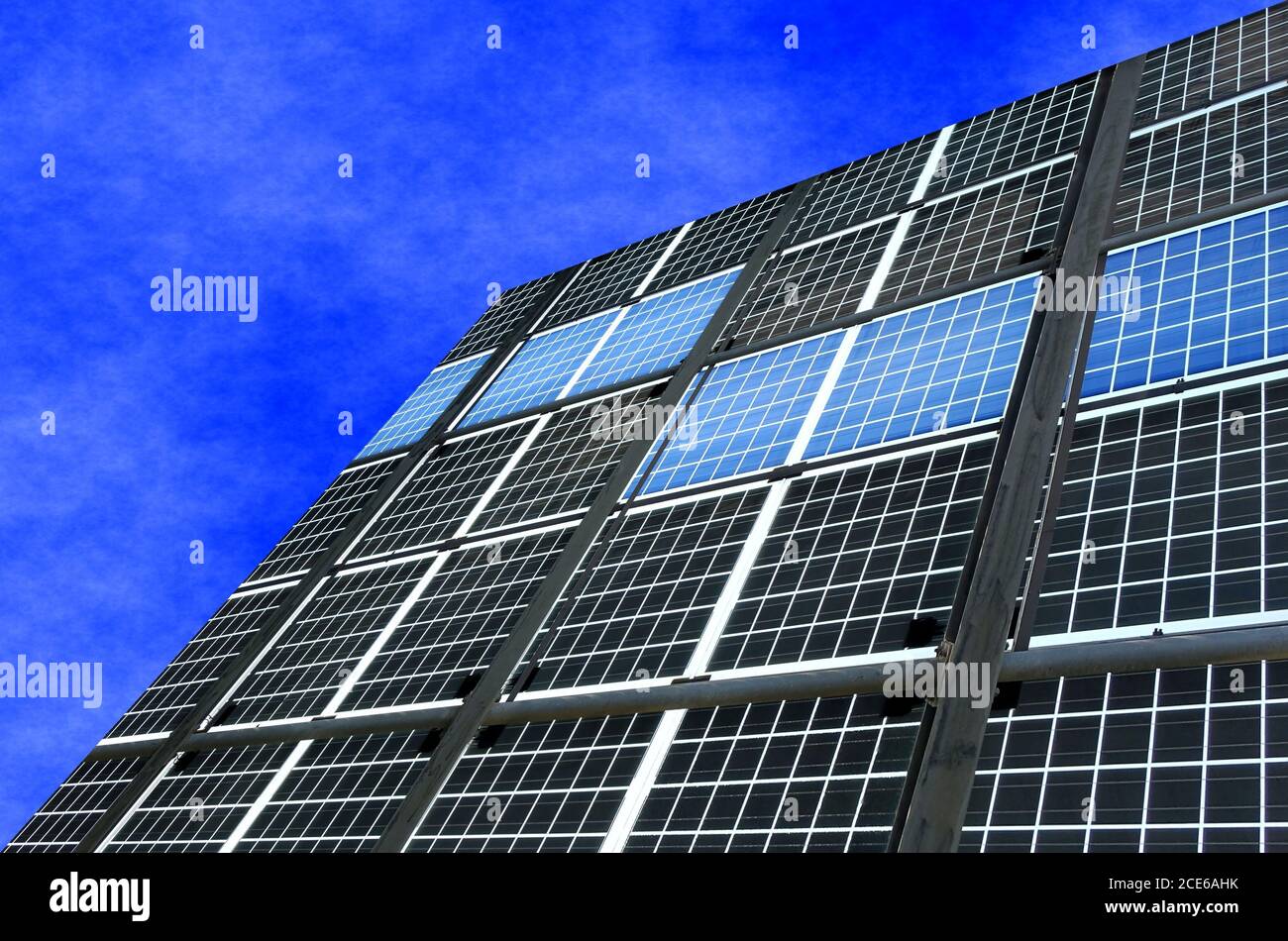 A large solar panel installation to create renewable energy seen ...