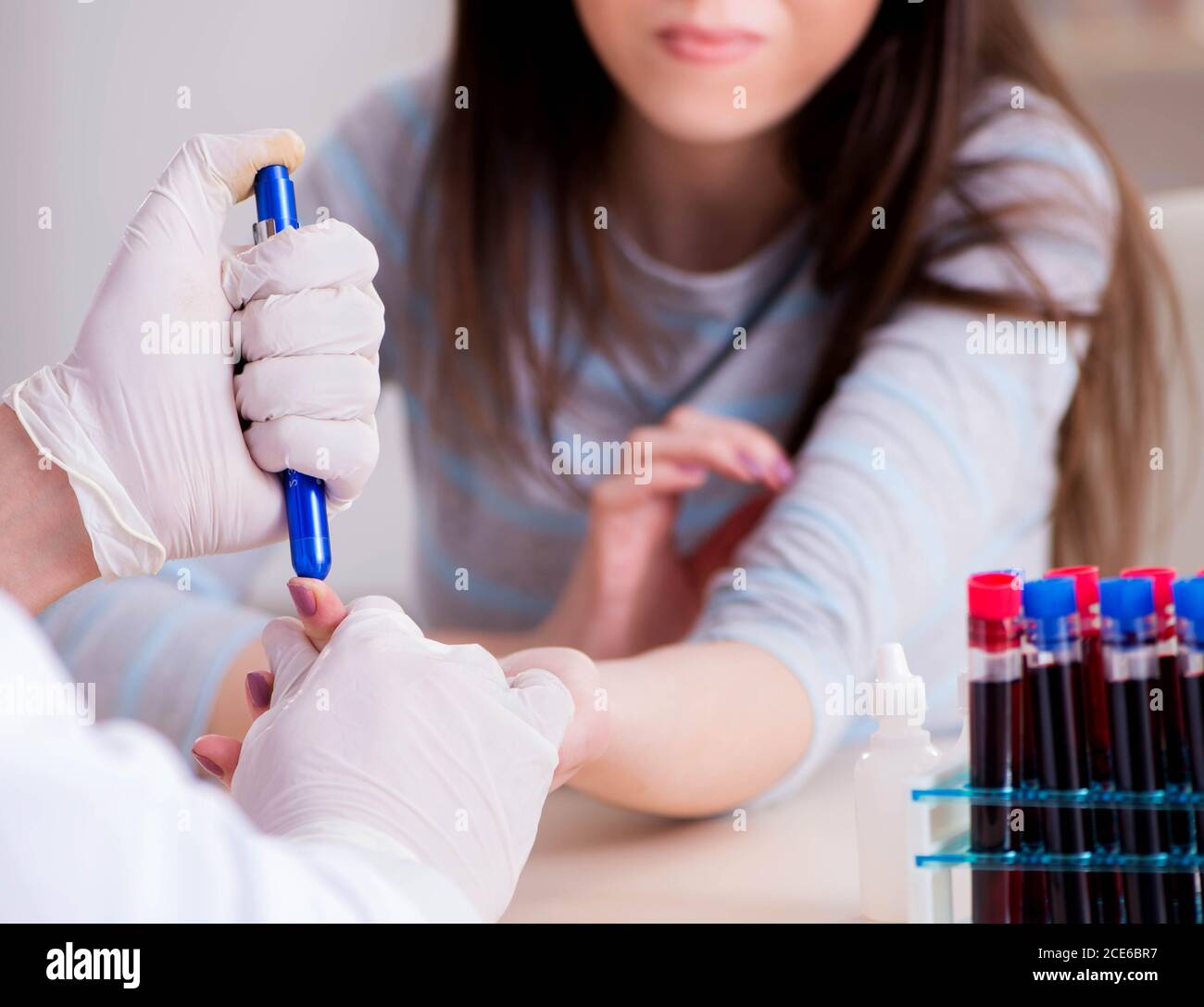 The patient during blood test sampling procedure taken for analysis ...