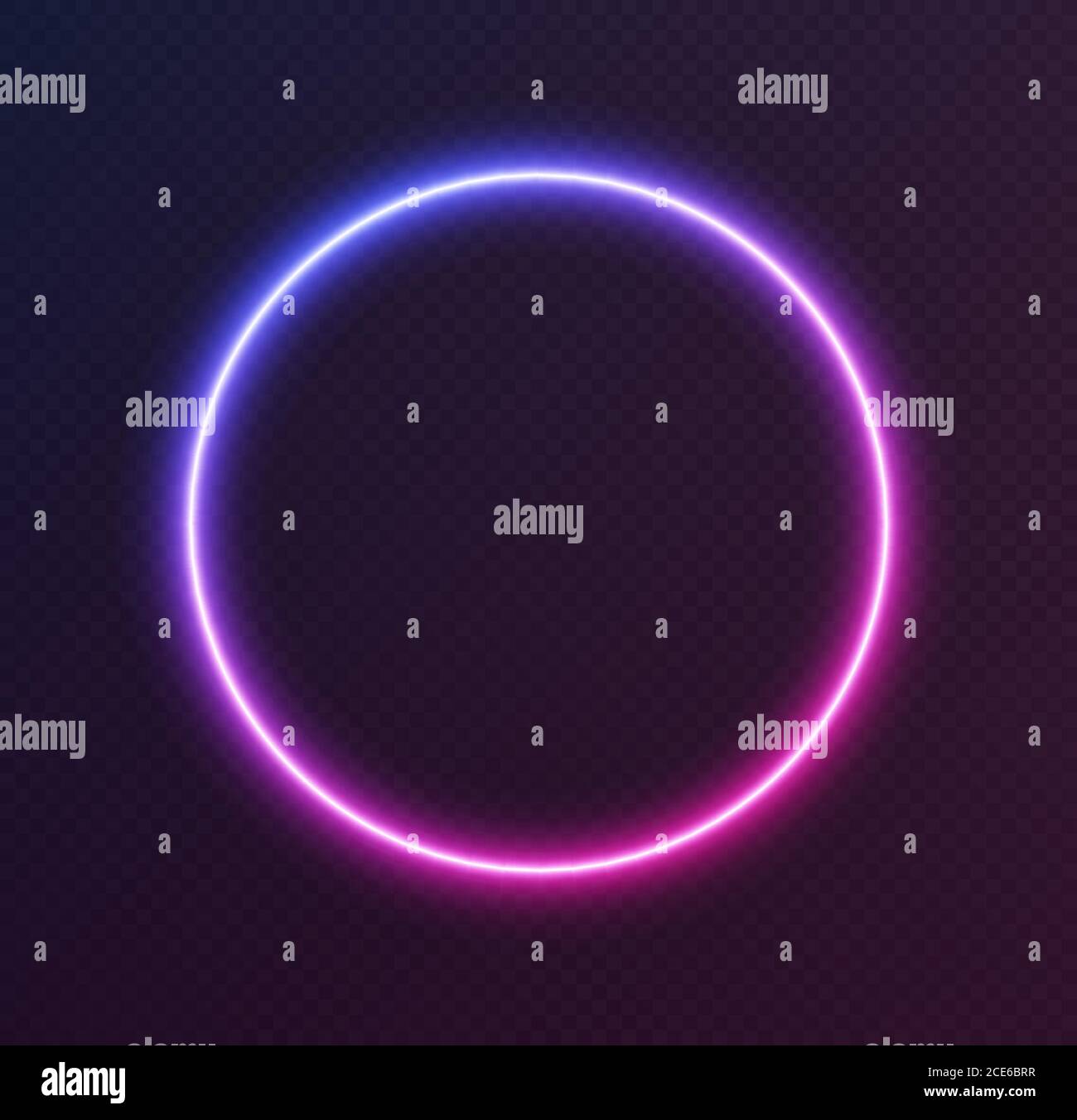 Gradient neon circle, blue-pink glowing border isolated on a dark ...