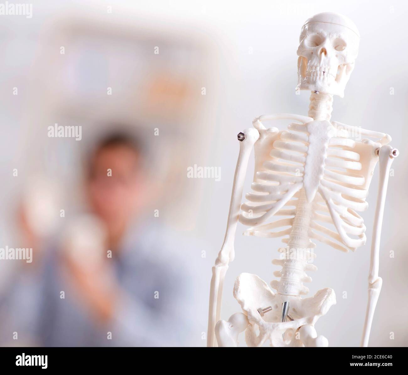 The medical student studing the skeleton Stock Photo - Alamy