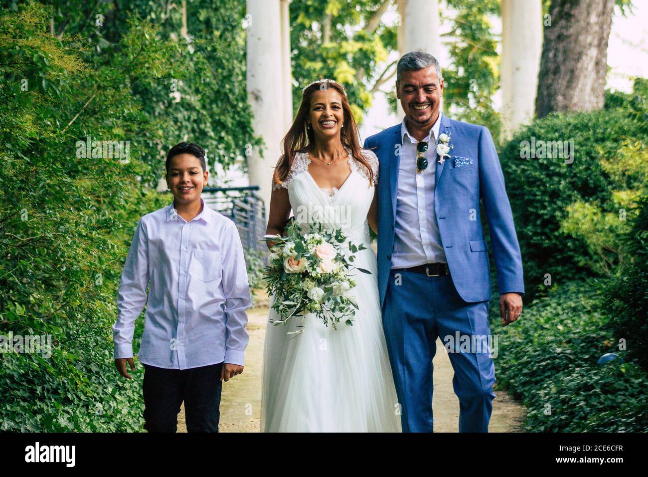 Reims France August 29, 2020 View of unidentified couple participating ...