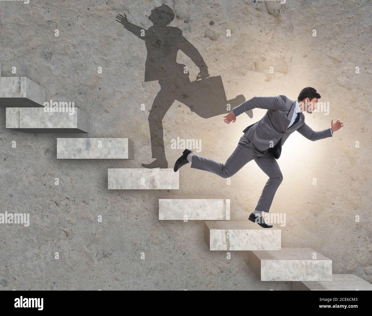 The businessman and his shadow in business concept Stock Photo - Alamy
