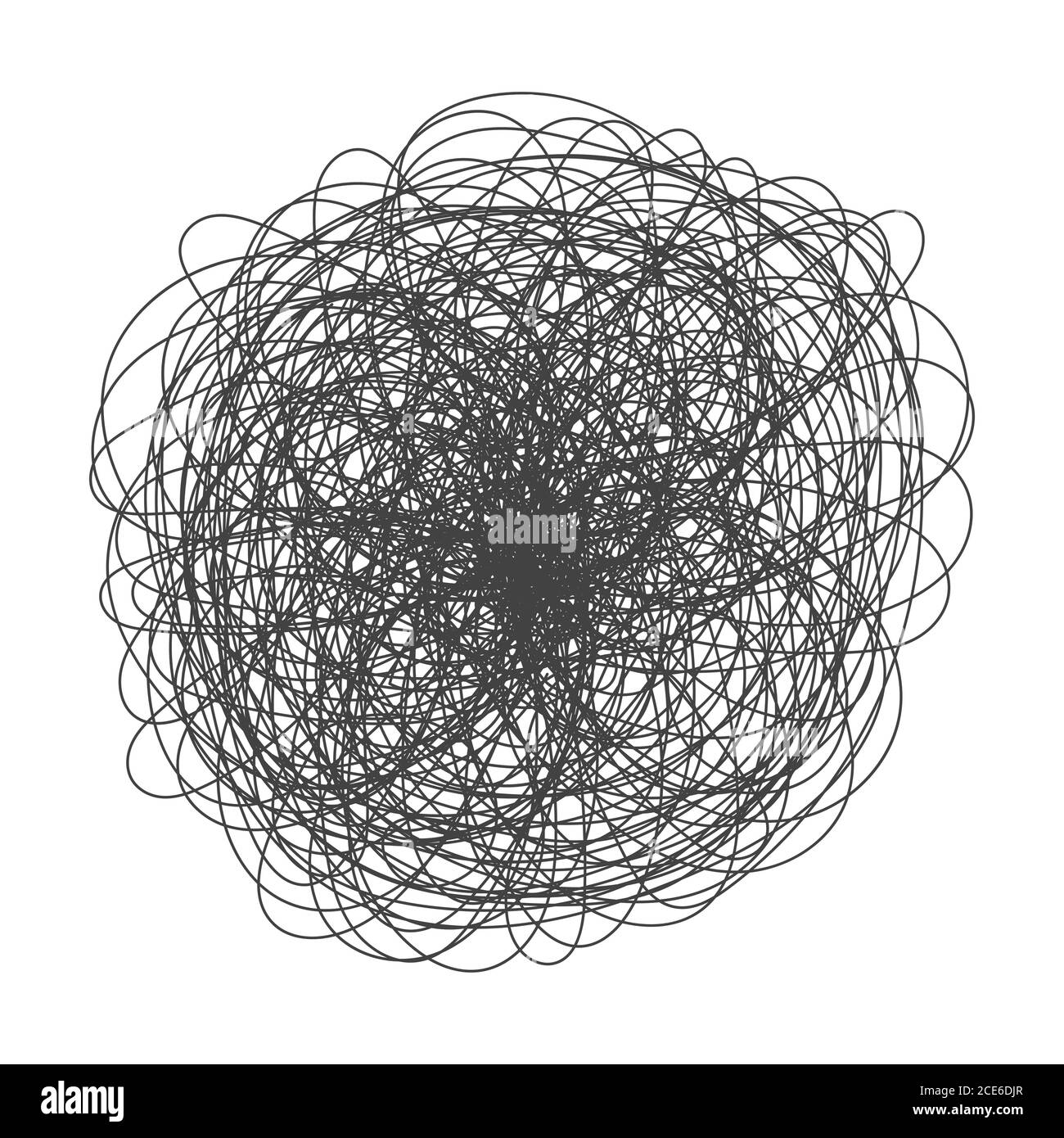 Tangled chaos abstract hand drawn messy scribble ball vector ...