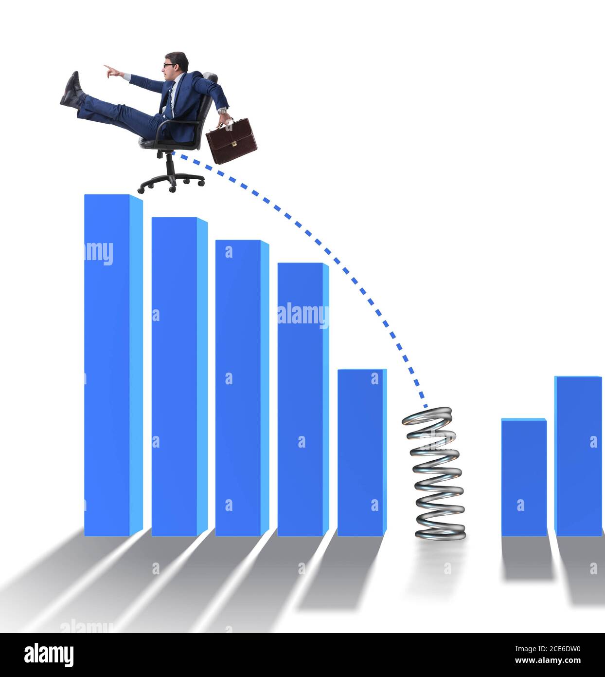 The business people jumping over bar charts Stock Photo - Alamy